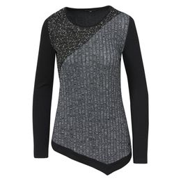 Koroshi Shirt Damen Gr&ouml;&szlig;e XXL grau / schwarz