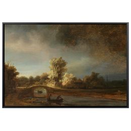 Leinwandbild Rembrandt - Landschaft mit Steinbr&uuml;cke