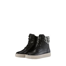 Tom Tailor Damen Gefütterte Stiefelette mit Leo-Detail, schwarz, Uni, Gr. 36