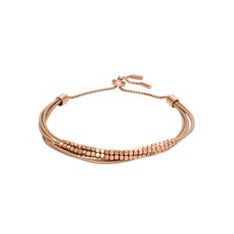 Armband Fossil "Schmuck Geschenk Edelstahl Leder Armschmuck JEWELRY", rosa (roségoldfarben, nude), Armbänder, Damen, 21,6cm, Edelstahl Leder, Edelstahl, Leder