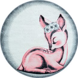 Kinderteppich Ayyildiz Teppiche "Bambi 850", pink, H:11mm &Oslash;:120cm, Kunstfaser, Teppiche, Kinderteppich, auch rechteckig, Rehkitz Motiv, Kurzflor