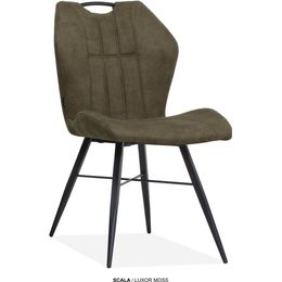 Esszimmerstuhl OMG DESIGN "Scala", moss, schwarz, B:51cm H:90,5cm T:61cm, Polyester, Stühle, Esszimmerstuhl, pflegeleichter Bezug