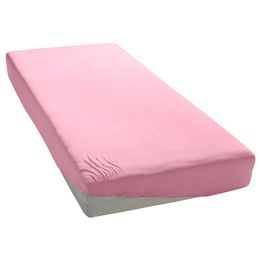 Spannbettlaken my home "PAPRIKA", rosa, B:160cm L:200cm, Microfaser-Jersey, Obermaterial: 100% Polyester, Bettlaken, Bettlaken, Laken, in zwei Qualitäten: Fleece & Jersey, 100% Polyester