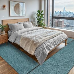 Teppich OTTO HOME "Banji", blau (hellblau), B:80cm H:37mm L:250cm, Polypropylen (PP), Teppiche, Uni Farben, weich und flauschig, auch als Läufer & in rund erhältlich