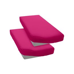 Spannbettlaken my home "PAPRIKA", pink, B:90cm L:200cm, Microfaser-Jersey, Obermaterial: 100% Polyester, Bettlaken, Bettlaken, Laken, in zwei Qualitäten: Fleece & Jersey, 100% Polyester