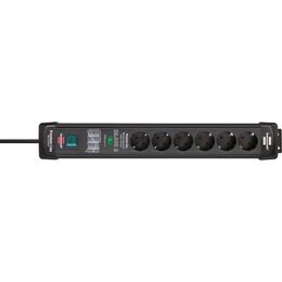 Fa.Brennenstuhl Steckdosenleiste BRENNENSTUHL "Premium-Line", schwarz, B:9cm H:51,5cm T:6,7cm, Steckdosenleisten, mit Überspannungsschutz bis zu 26.000A und Schalter