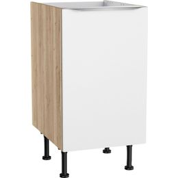Spülenschrank KOCHSTATION "KS-Aken", weiß (weiß, wildeiche nachbildung), B:45cm H:87cm T:58,4cm, Schränke