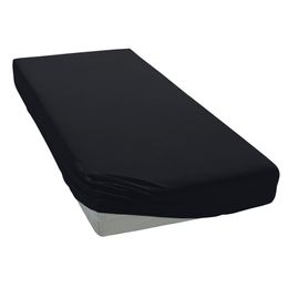 Spannbettlaken my home "PAPRIKA", schwarz, B:160cm L:200cm, Microfaser-Jersey, Obermaterial: 100% Polyester, Bettlaken, Bettlaken, Laken, in zwei Qualitäten: Fleece & Jersey, 100% Polyester