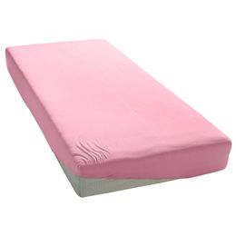 Spannbettlaken my home "PAPRIKA", rosa, B:180cm L:200cm, Microfaser-Jersey, Obermaterial: 100% Polyester, Bettlaken, Bettlaken, Laken, in zwei Qualitäten: Fleece & Jersey, 100% Polyester