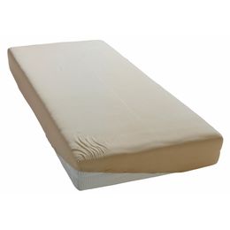 Spannbettlaken my home "PAPRIKA", beige (natur), B:120cm L:200cm, Microfaser-Jersey, Obermaterial: 100% Polyester, Bettlaken, Bettlaken, Laken, in zwei Qualitäten: Fleece & Jersey, 100% Polyester