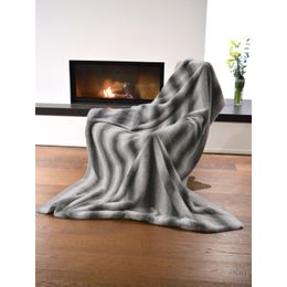 Wohndecke Mesana "Lupo", grau, B:150cm L:200cm, Polyester, Wohndecken, aus hochwertigem Fellimitat, Kuscheldecke, 150x200 cm