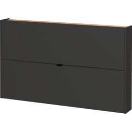 Schuhschrank Germania "Ameca", grau (graphit, navarra, eiche, nachbildung), B:140cm H:83cm T:18cm, Spanplatte, Schränke, ideal für schmale Flure, Schuhkipper in Breite 140 cm