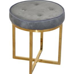 Polsterhocker Home Affaire, grau, B:42cm H:46cm T:42cm, Samtbezug 100% Polyester, Hocker, Sitzhocker