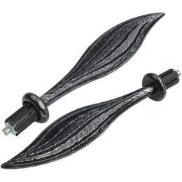Gardinenstangen-Endstück Liedeco "Endstück, Endknopf Blatt "Esperanca" für 16 mm Stangen" Gr. 1, silber (silberfarben, schwarz), H:3cm L:14,7cm, Gardinenstangenendstücke, Endstück, Endknopf