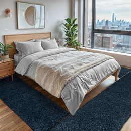 Teppich OTTO HOME "Banji", blau (dunkelblau), B:80cm H:37mm L:300cm, Polypropylen (PP), Teppiche, Uni Farben, weich und flauschig, auch als Läufer & in rund erhältlich