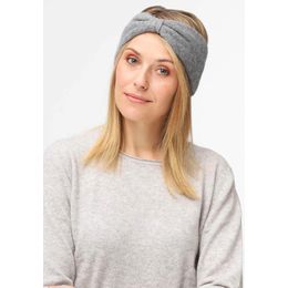 Stirnband Zwillingsherz ""Knoten"", Damen, grau (dunkelgrau), Strick, Kaschmir, unifarben, Mützen, Cashmere, Feinstrick
