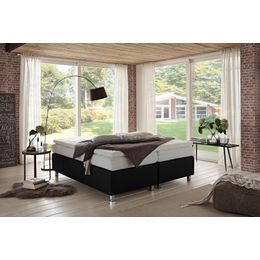 Boxspringbett "London in den Breiten 160x200, 180x200cm & 200x200cm", schwarz, B:160cm L:200cm, Westfalia Schlafkomfort, Komplettbetten, wahlweise mit Topper, ideal für Dachschrägen in diversen Härtegraden