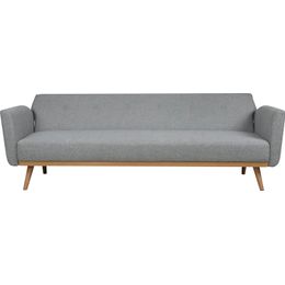 Schlafsofa Salesfever "Komfortables Sofa zum Entspannen", grau (hellgrau), B:212cm H:79cm T:85cm, Strukturstoff fein (100% Polyester), Sofas, Schlafsofa, Knopfheftung an der R&uuml;ckenfl&auml;che
