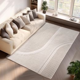 Teppich Ayyildiz Teppiche "POMPEI 1612", beige (creme), B:120cm H:12mm L:170cm, Microfaser, Teppiche, Läufer, pflegeleichte Oberfläche, leicht zu reinigen, Kurzflor