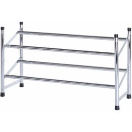Schuhregal Wenko, silber (silberfarben), B:62cm H:35cm T:22,5cm, Stahl, Regale, ausziehbare Schuhablage für 10 Paar Schuhe, stapelbar