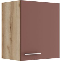 Hängeschrank Optifit "Bella", rot (rostrot, wildeiche), B:50cm H:57,6cm T:34,6cm, Spanplatte, Schränke, Breite 50 cm, 1 Tür, 1 Einlegeboden
