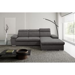 Ecksofa WERK2, B:282cm H:88cm T:185cmgrau, 92% Polyester, 8% Nylon, Wohnzimmer, Sofas, "Palma modernes Schlafsofa mit Bettkasten, L-Form, B/T 282/185