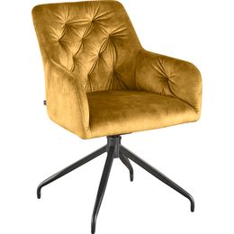 4-Fußstuhl "Yonkers", schwarz (gold, schwarz), B:60,5cm H:85cm T:64,5cm, Polyester, SET ONE BY Musterring, Stühle, mit Stativgestell, praktische Auto-Return und Wippfunktion