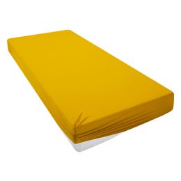 Spannbettlaken my home "PAPRIKA", gelb (curry), B:180cm L:200cm, Microfaser-Jersey, Obermaterial: 100% Polyester, Bettlaken, Bettlaken, Laken, in zwei Qualitäten: Fleece & Jersey, 100% Polyester