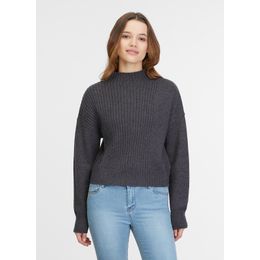 Rundhalspullover Ragwear "RIVIEN", Damen, Gr. M (38), grau (dunkelgrau), Strick, Obermaterial: 47% Polyacryl, 29% Polyester, 24% Nylon, unifarben, hoch geschlossener Ausschnitt, Pullover