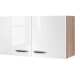 H&auml;ngeschrank Flex-Well "Florenz", wei&szlig; (hochglanz wei&szlig;, sonoma eiche), B:100cm H:54cm T:32cm, Holzwerkstoff, Schr&auml;nke, H&auml;ngeschrank, (B x H x T) 100 x 54,8 x 32 cm