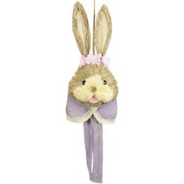 Dekofigur I.GE.A. "Tierfigur Bast-Hasenkopf Hase Osterhasen Deko Ostern Osterdeko", lila (violett), B:21cm H:80cm, Baumwolle, sonstige Fasern, Dekofiguren, Türdeko Wanddeko Osterfigur Frühlingsdeko Dekohase Skulptur Frühling