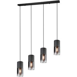 Trio LEUCHTEN Pendelleuchte "ROBIN", grau (grau, rauchgrau), 4, Ø 10cm H: 150cm, 1 Stk., Leuchten, Hängelampe 4-flammig, höhenverstellbar, Glasschirme Ø 10 cm, Esszimmer