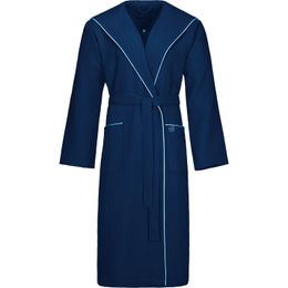 Herrenbademantel Bugatti "Tizian, ideal für Sauna & Spa, Hotelbademantel, Morgenmantel" Gr. XXL, blau (marineblau), L:125cm, Piqué, Hausmäntel, Waffelpiqué-Struktur, mit Baumwollbiese