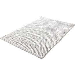 Badematte Kleine Wolke "Switch", beige (macadamia), H:5mm, Baumwolle, Polyester, Badematten, Badteppich, handgefertigt, Wendedesign, geometrisches Muster