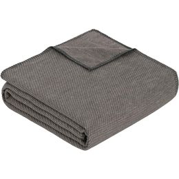 Kinderdecke Ibena "Wohndecke Charlotte mit GOTS", grau, B:140cm L:200cm, Baumwolle, Wohndecken, mit gewebter Struktur