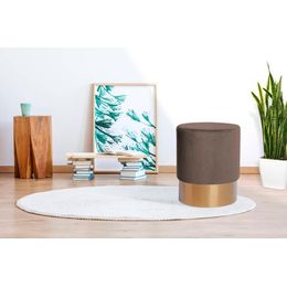 Hocker Kayoom "Nano 110, Hocker in stilvollem Design, runde Form, mit Fu&szlig; aus Metall", braun, B:35cm H:42cm T:35cm, Bezug: 100% Polyester (Samt) Korpus: MDF, Kiefer Sockel: Stahl, Hocker, Hocker, Golz Akzente, mit pflegeleichtem Stoffbezug, runde Form