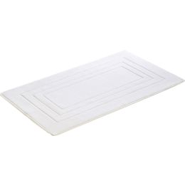 Badematte Vossen "Feeling" Gr. 2, weiß, H:10mm, Baumwolle, Badematten, Badteppich, Uni-Farben, mit Bordüre, Hoch-Tief Effekt, reine Baumwolle