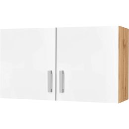 Hängeschrank KOCHSTATION "KS-Toronto, Breite 100 cm", weiß (weiß, wotaneiche), B:100cm H:57cm T:34cm, Spanplatte, Schränke