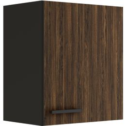 Hängeschrank Optifit "Palma", schwarz (rillendekor nussbaum, anthrazit), B:50cm H:57,6cm T:34,6cm, Spanplatte, Schränke, Breite 50 cm, 1 Tür, 1 Einlegeboden