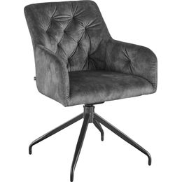 4-Fußstuhl "Yonkers", anthrazit, schwarz, B:60,5cm H:85cm T:64,5cm, Polyester, SET ONE BY Musterring, Stühle, mit Stativgestell, praktische Auto-Return und Wippfunktion