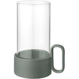 Kerzenhalter Blomus "Windlicht YURAGI", grün (agave grün), B:15cm H:21cm T:11cm, Glas, Steingut, Kerzenhalter, aus Steingut und Glas, Höhe ca. 21 cm