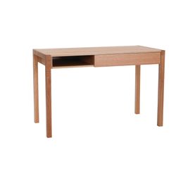 Schreibtisch WOODMAN "New", braun (eiche), B:119cm H:77cm T:60cm, Tische, mit offenem Regal und Schublade, Holzfurnier aus Eiche, FSC