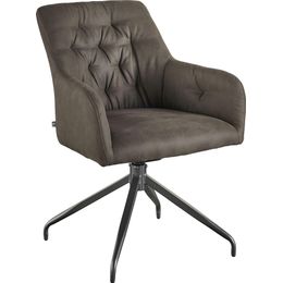 4-Fußstuhl "Yonkers", grau (anthrazit, schwarz), B:60,5cm H:85cm T:64,5cm, Polyester, SET ONE BY Musterring, Stühle, mit Stativgestell, praktische Auto-Return und Wippfunktion