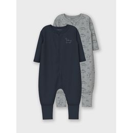 Schlafanzug name it "NBMNIGHTSUIT 2P ZIP FF GREY DINO NOOS", Kinder, Gr. 68, grau (grau melange), Jersey, Obermaterial: 100% Baumwolle, bedruckt, meliert, unifarben, regular fit knöchellang, Rundhals, abgesteppte Kante, Homewear-Sets, mit tollen Dino-Motiven