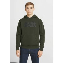Jack & Jones Kapuzensweatshirt JACK & JONES JUNIOR "JJECORP mit Druck, Kängurutasche, pflegeleicht", Jungen, Gr. 152, duffel bag print:big tonal, angeraute Sweatware, Obermaterial: 70% Baumwolle, 30% Polyester, bedruckt, regular fit normal, Rundhals, Rippbündchen, Sweatshirts, bedruckt, modisch, regular fit, Rundhals