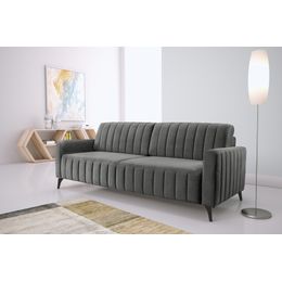 3-Sitzer exxpo - SOFA FASHION "Grande, Schlafsofa, Dauerschl&auml;fer, Microvelours-Bezug, Breite 222cm", grau, B:222cm H:90cm T:100cm, Sofas, mit Bettfunktion und Bettkasten, komfortabler Federkern
