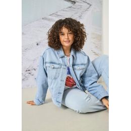 Jeansjacke Only CARMAKOMA "CARROBYN L/S DNM JACKET TAI", Damen, Gr. 42, blau (light blau denim), Denim/Jeans, Obermaterial: 100% Baumwolle, unifarben, Jacken