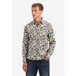 Langarmhemd NO EXCESS "NO EXCESS Bedrucktes Hemd Shirt Stretch Allover Printed", Herren, Gr. L, Normalgrößen, night, 97% Baumwolle, 3% Elasthan, regular fit, Hemden