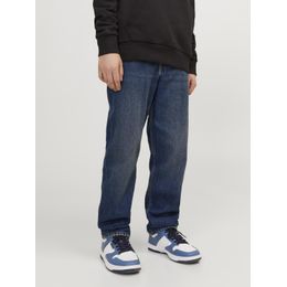 Jack & Jones Relax-fit-Jeans JACK & JONES JUNIOR "JJICHRIS robust, pflegeleicht, stylisch", Jungen, Gr. 164, N-Gr, blau (blau denim), Denim/Jeans, Obermaterial: 100% Baumwolle, Abriebeffekte, relaxed fit knöchellang, Jeans, Abriebeffekte, modisch, loose fit, Denim