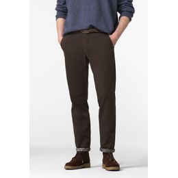Chinos MEYER "BONN", Herren, Gr. 28, Normalgr&ouml;&szlig;en, braun (dunkelbraun), 97% Baumwolle, 3% Elasthan, unifarben, regular fit kn&ouml;chelfrei, Hosen, mit buntgewebtem Thermofutter